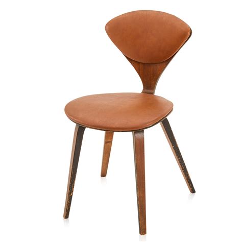 Triangle Back Wood Brown Leather Side Chair Gil And Roy Props