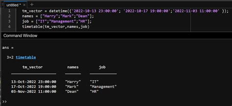 Timetables In MATLAB GeeksforGeeks