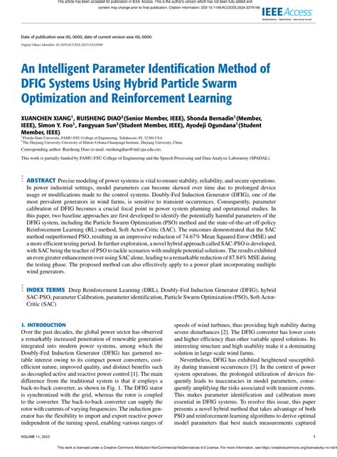 Pdf An Intelligent Parameter Identification Method Of Dfig Systems