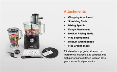 Vonshef Food Processor 1000w Multifunctional 8in1 Chopper Mixer With Dough Blade Spatula
