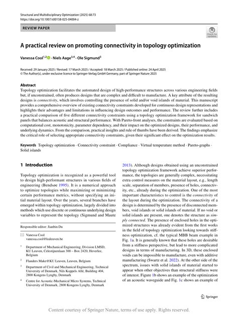 A Practical Review On Promoting Connectivity In Topology Optimization