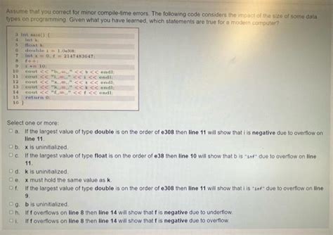 Solved Assume That You Correct For Minor Compile Time