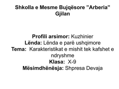 Karakteristikat E Mishit Tek Kafshet E Ndryshme Shpresa Devaja Ppt
