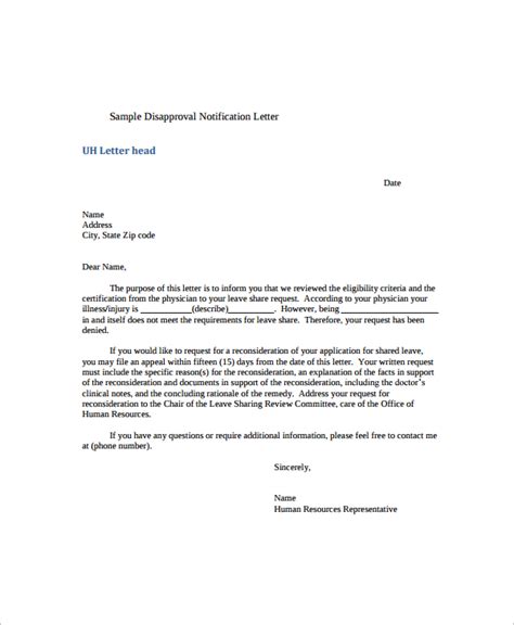 Free 6 Sample Disapproval Letter Templates In Ms Word Pdf