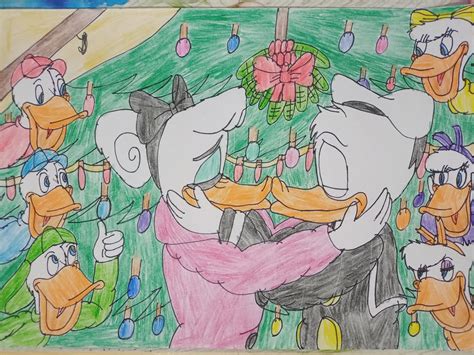 Kiss Of Donald Duck And Daisy Duck At Christmas By Djordjecvarkov On