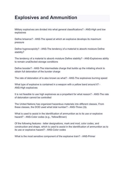 Explosives And Ammunition With 100 Correct Answers Verified Latest