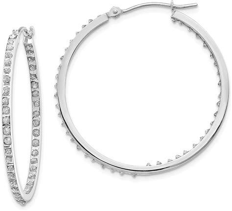 Silver Diamond Hoop Earrings