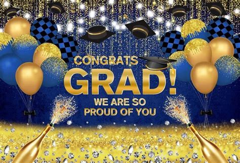 Class Of 2024 Graduation Backdrop Black And Gold Balloon Congrat Grad