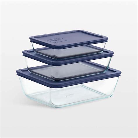 Pyrex 6 Piece Glass Rectangular Storage Set Reviews Crate And Barrel