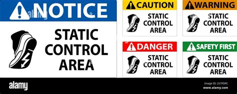 Caution Sign Static Control Area Stock Vector Image And Art Alamy