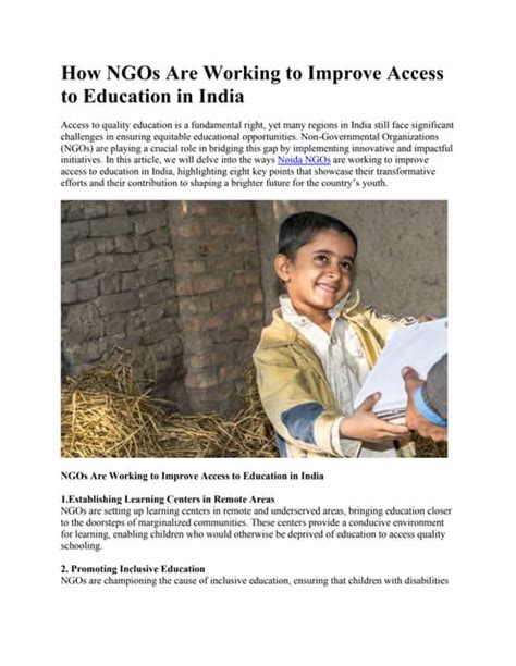 How Ngos Are Working To Improve Access To Education In Indiapdf