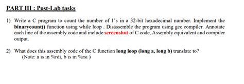 Solved 1 Write A C Program To Count The Number Of 1 S In A