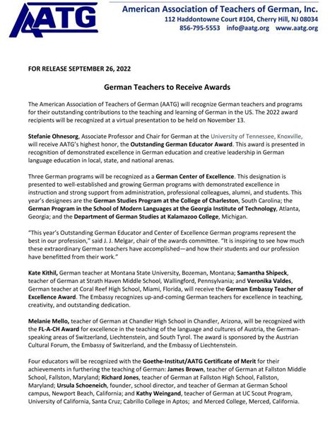 Honoring German Teachers In 2022