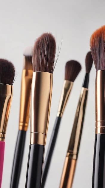 Premium Photo Makeup Brushes On A White Background Selective Focus