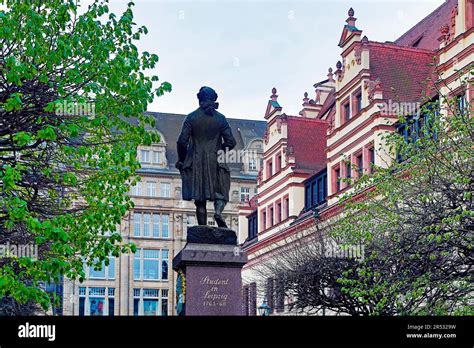 Bronze Statue Of Goethe By Carl Seffner On The Naschmarkt Leipzig