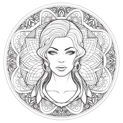 Empowering Girl Power Mandala Coloring Page