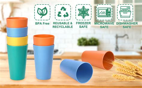 Wotolit Wheat Straw Cups Plastic Cups Unbreakable Drinking