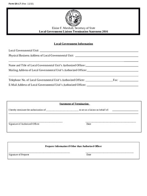 State Agency Liaison Termination Statement Doc Template Pdffiller