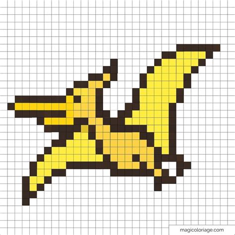 Pixel Art Draw Your Own Colorful Pteranodon