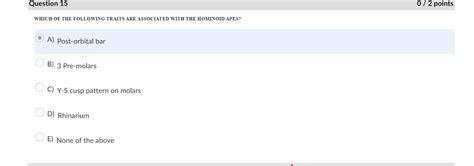 Solved Which Of The Following Traits Are Associated With The