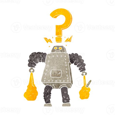 Hand Retro Cartoon Confused Robot Carrying Shopping 44989172 Png