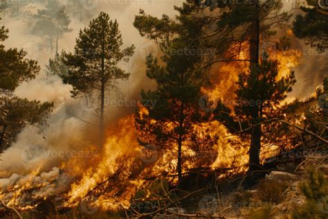 Wildforest Fire Burning Forest Trees Eecological Disaster Smoke Aerial
