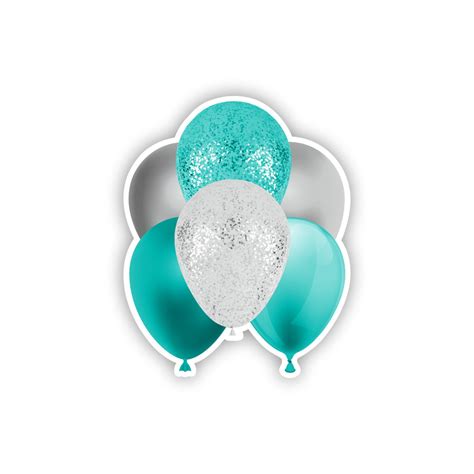 Teal And Silver Balloon Bouquet For Yard Decor Signway