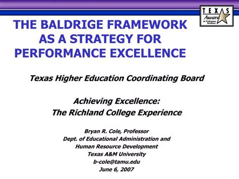Ppt The Baldrige Framework As A Strategy For Performance Excellence