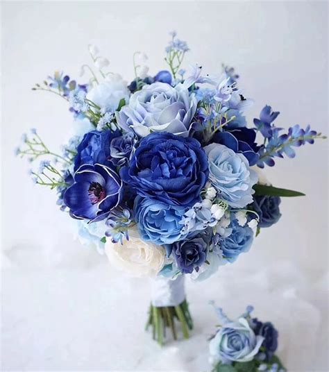 3 Heads Artificial Morandi Blue Rose High Quality Artificial Etsy