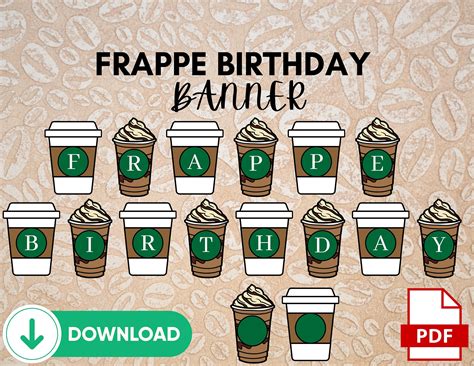 Starbucks Birthday Decorations Frappe Birthday Banner Instant Download