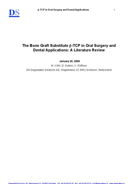 Easy Graft The Bone Graft Substitute Beta Tcp In Oral Surgery And Dental Applications Pdf