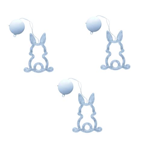 Qtmgt 3pcs Easter Window Lights Hanging Bunny Outdoor Decoration Bunny Light Door Sign Easter