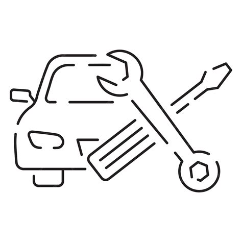 Icono De Línea Delgada De Servicio De Automóvil Taller De Reparación De