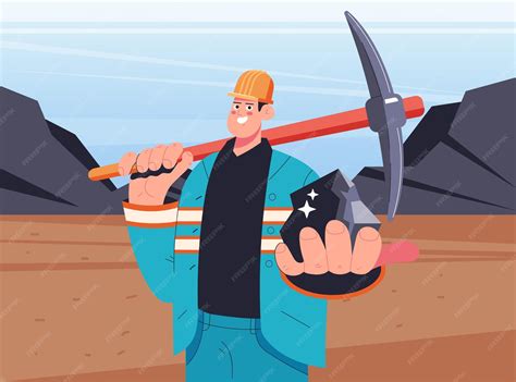 Premium Vector Mine Industry Coal Construction Quarry Engineer Worker