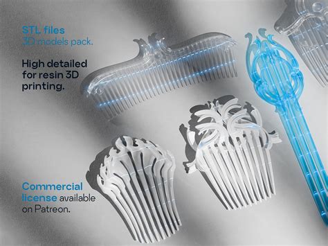 3d Printed Hair Pins Hair Styling Bundle 3d Stl Print Hair Comb