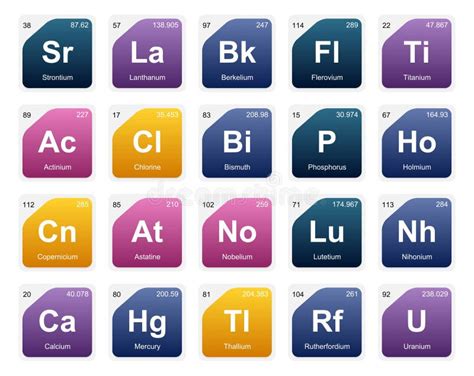 20 Preiodic Table Of The Elements Icon Pack Design Stock Vector