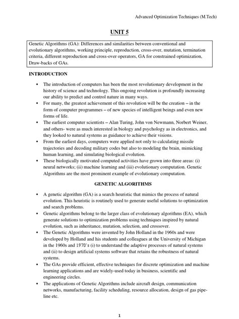 Genetic Algorithms And Optimization Techniques Pdf Genetic