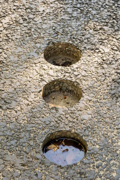 Holes In Asphalt Pavement Drilled Cylindrical Specimen For Laboratory