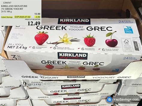 Costco Kirkland Signature 3 Greek Yogurt 24 X 100 G Itm 1294547