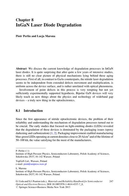 Materials And Reliability Handbook For Semiconductor Optical And