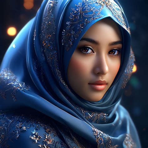 A Full Body Beautiful 3d Girl Wearing Hijab And A Full Lengt By