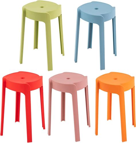 510 Pack Plastic Stackable Stools 18 Inch Height Stack Stools Colorful Nesting Stools Portable