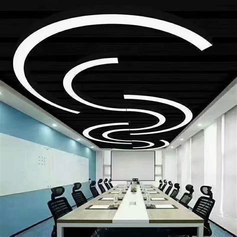 Led Black Linear Pendant Ceiling Curve Linkable Linear Light Office