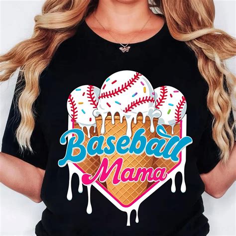Baseball Mama T Shirt Ice Cream Baseball Shirt Game Day Ballpark Mom Shirt Cute Baseball Tee