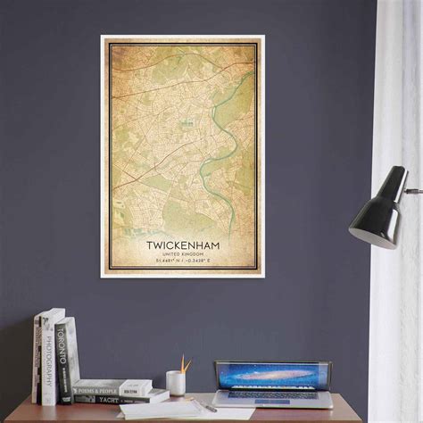 Vintage Twickenham United Kingdom Map Poster Twickenham City Road Wall