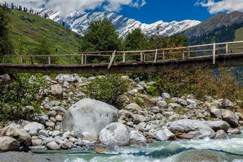 Premium Photo Bridge Over Beas River Near Manali Kullu Valley