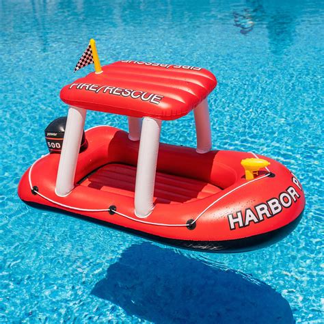 Zonetech Fire Boat Inflatable Pool Toy Fire Rescue Theme