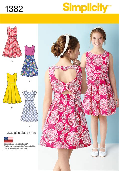 Simplicity 1382 Girlsgirls Plus Dress With Back Variations