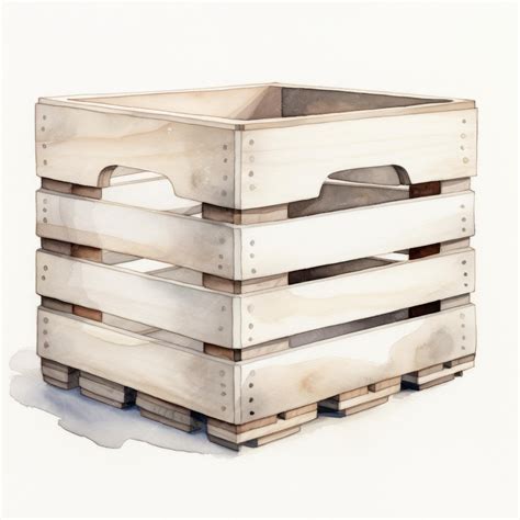 Premium Ai Image Watercolor Drawing Of Crate On Plain White Background