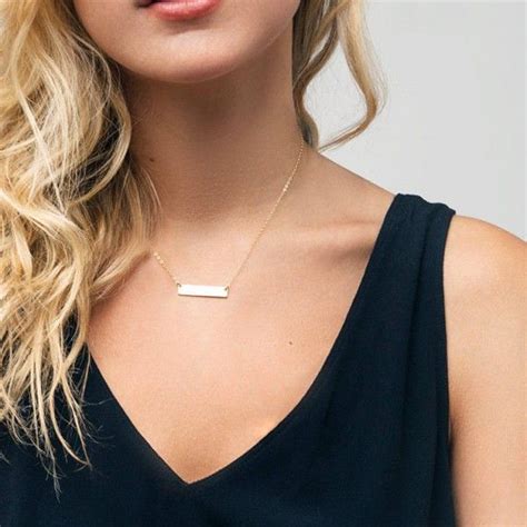 Small Name Necklace Gold Bar Necklace Custom Names Initials Dates